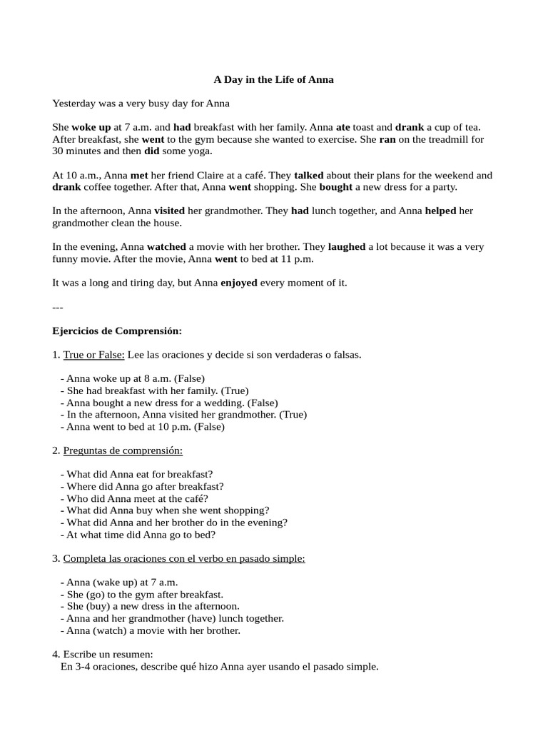 Reading "A day in the life of anna" | PDF