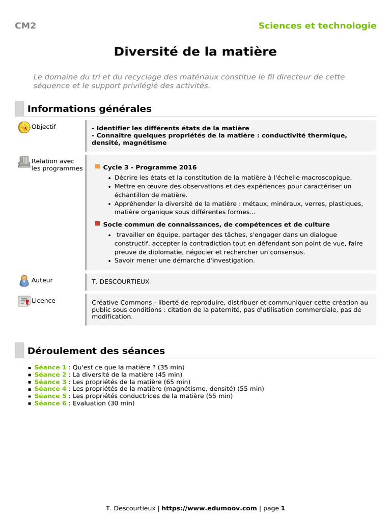 Diversité de La Matière | PDF