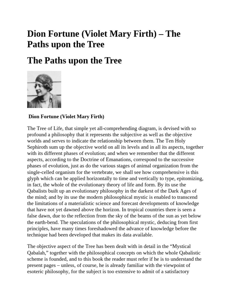 Dion Fortune Paths On The Tree | PDF