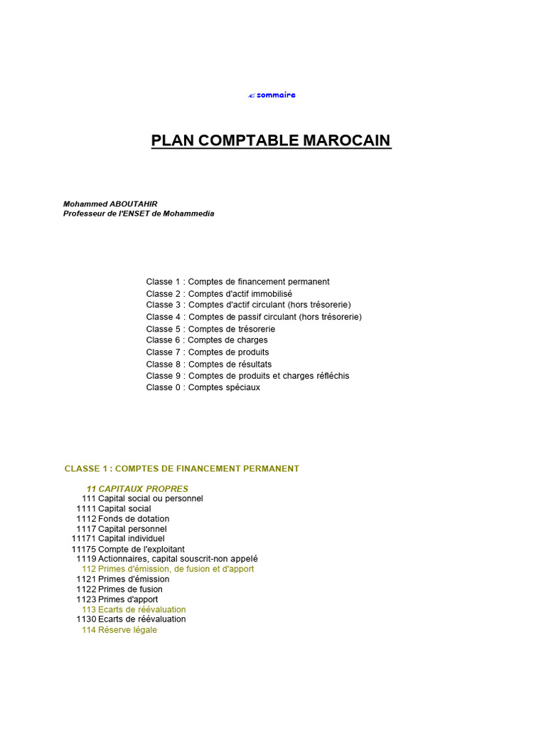 Plan Comptable Maroc | PDF