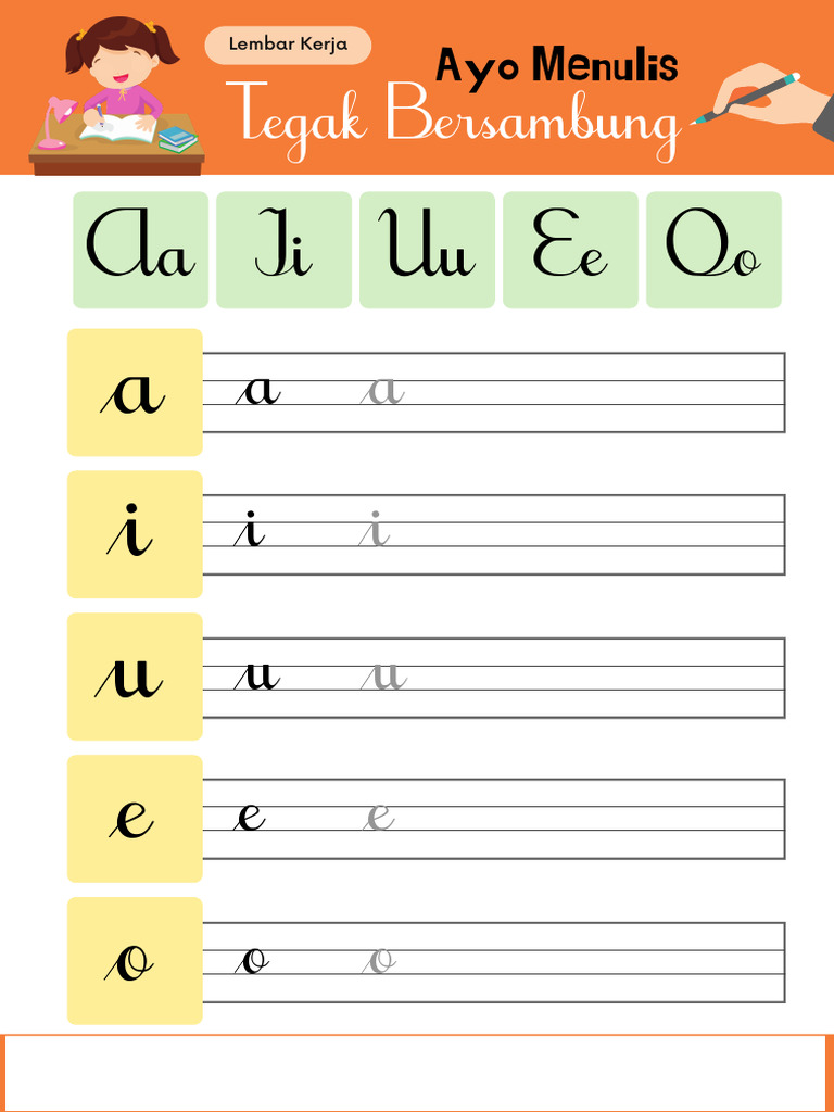 Menulis Tegak Bersambung Huruf Vokal | PDF | Seni & Disiplin Bahasa