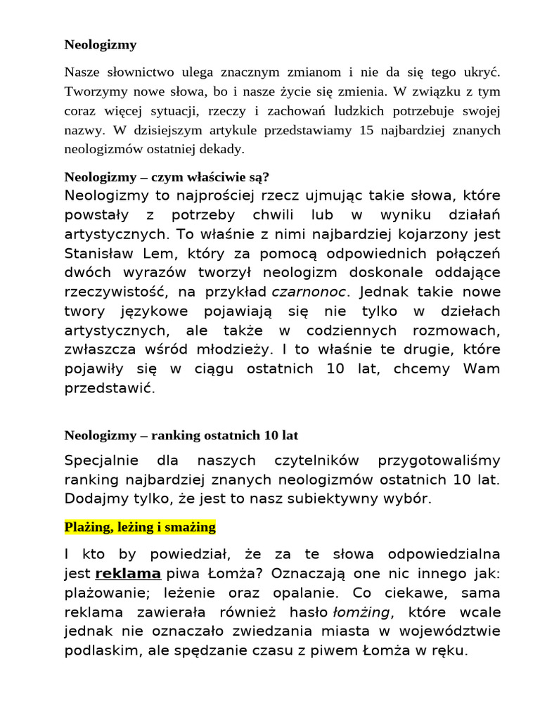 Neologizmy | PDF