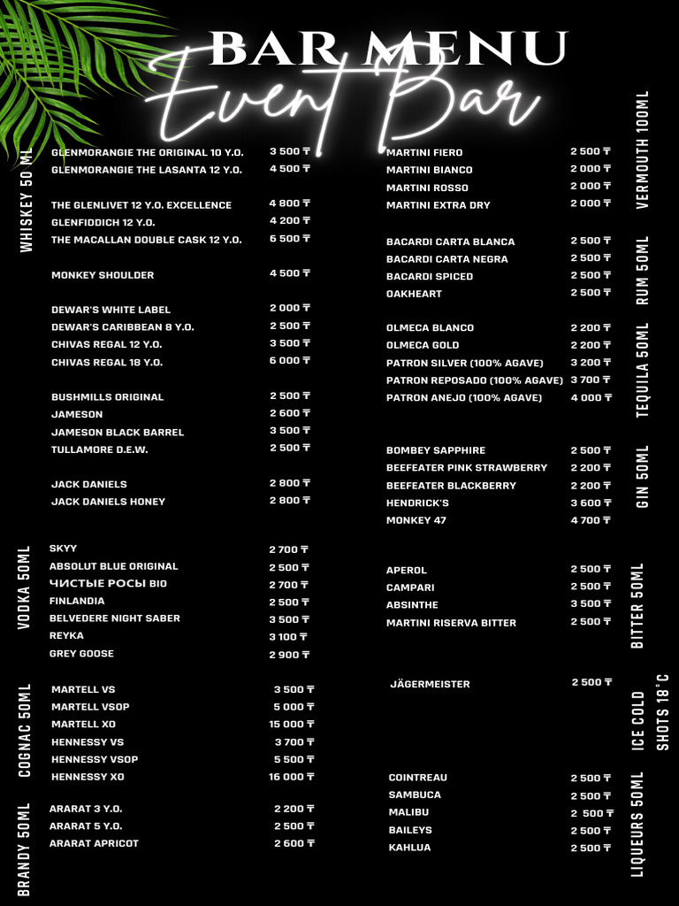 Event Bar Menu | PDF