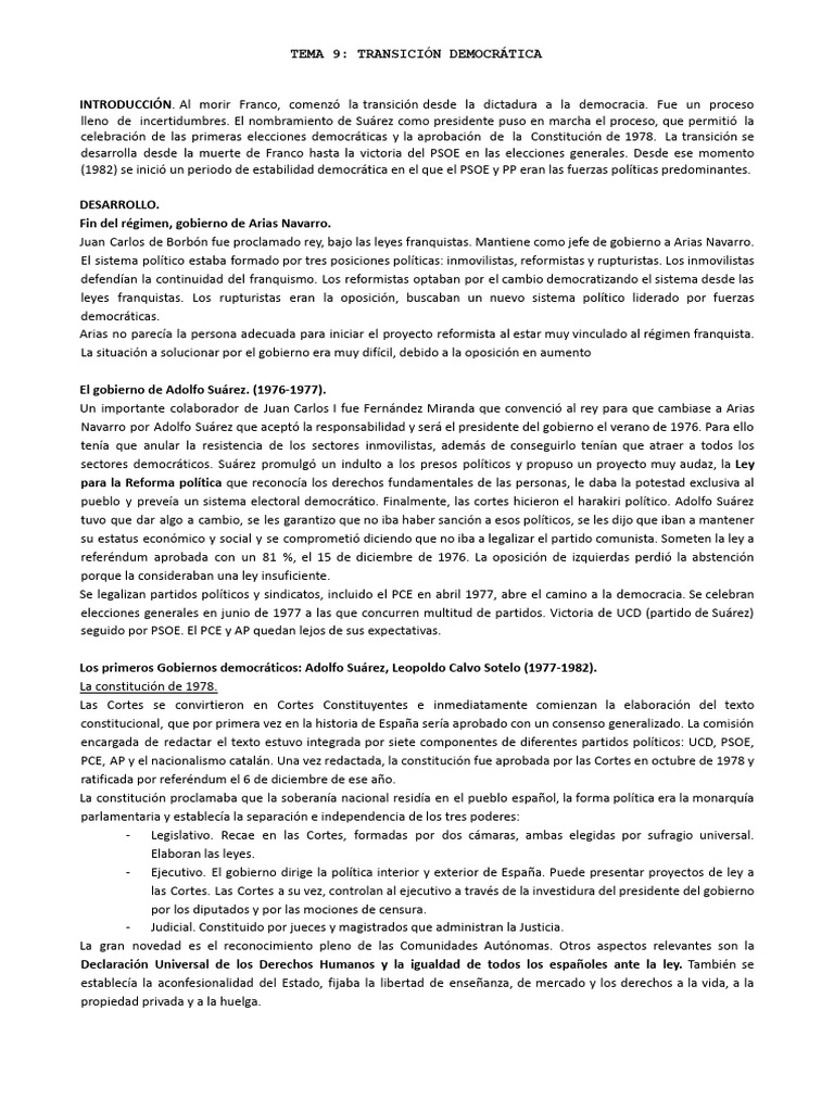 Transición A La Democracia | PDF | España franquista | Cortes Generales