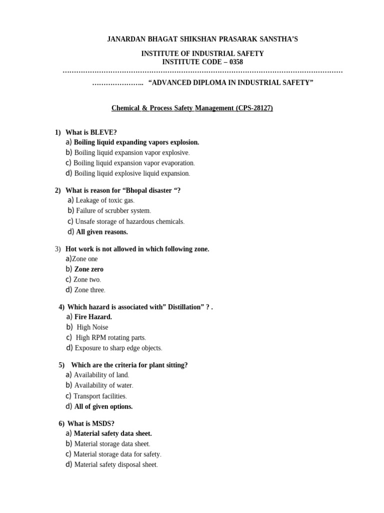 CPS-28127 MCQ for Practice | PDF