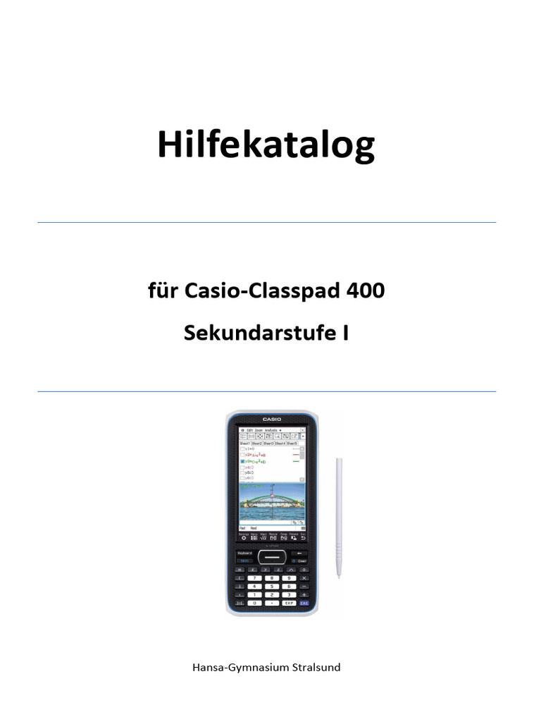 Hilfekatalog Classpad 400 Sekundarstufe I | PDF