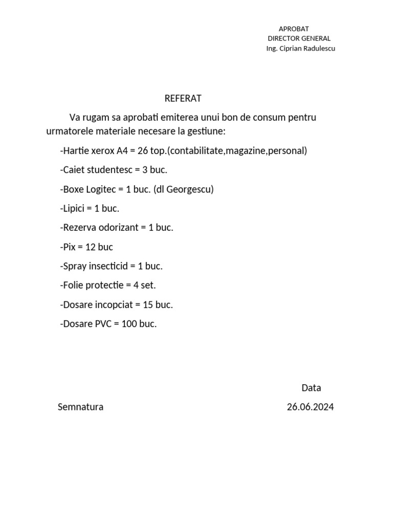 Referat Bon Consum | PDF