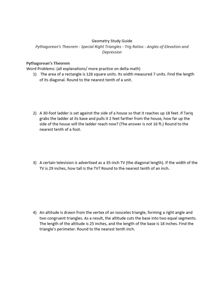 Geometry Study Guide | PDF