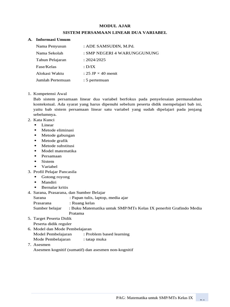 Modul Ajar Bab 1 | PDF