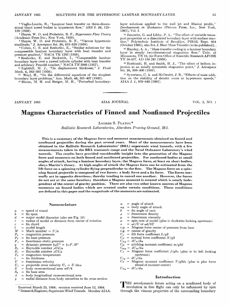 Platou1965 - magnus Force Coefficient Eq - fin 유무 | PDF