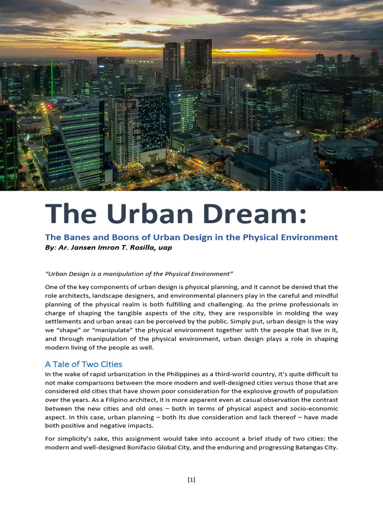 MUPD 603 - Assignment 2 - Urban Design Is A Manipulation of The ...
