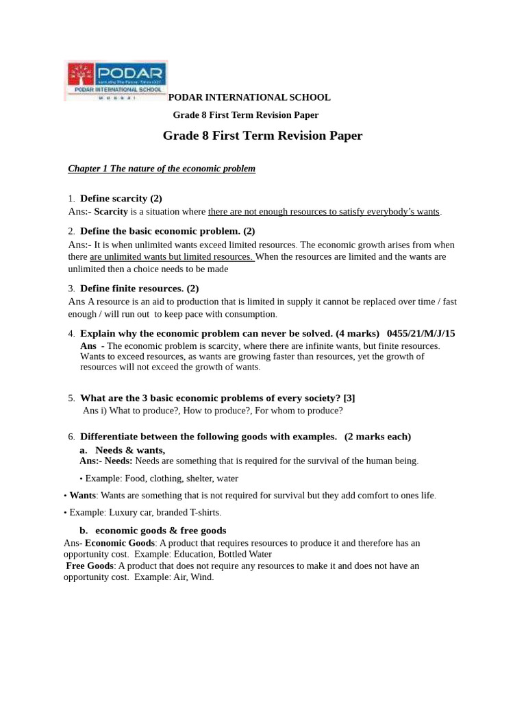 Grade 8 Revision 2024 MS (2) | PDF
