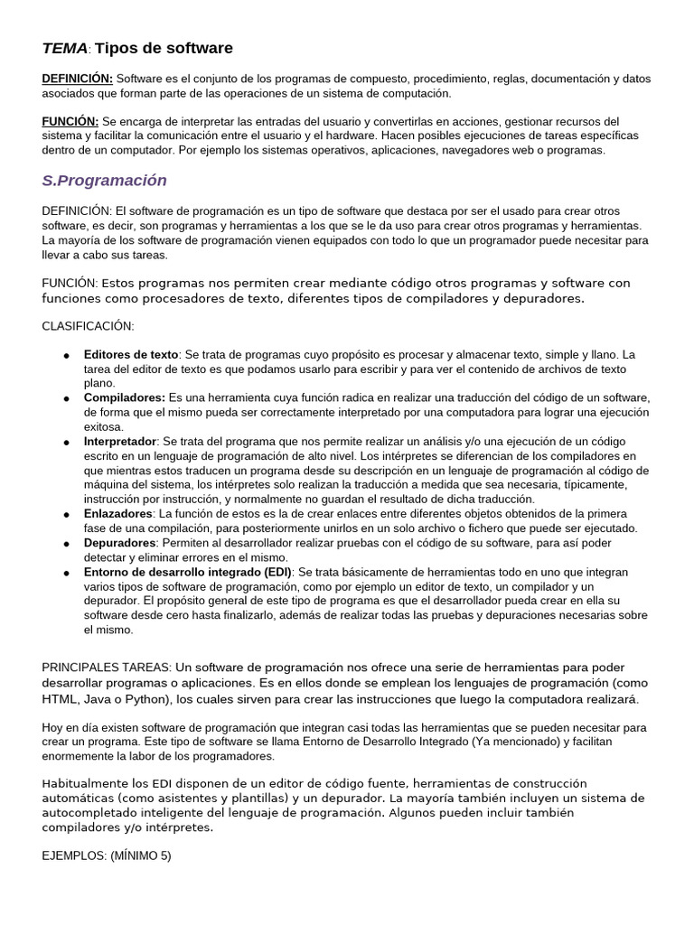 TEMA_Tipos de Software | PDF