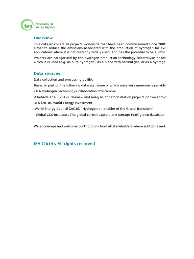 IEA Hydrogen Project Database | PDF