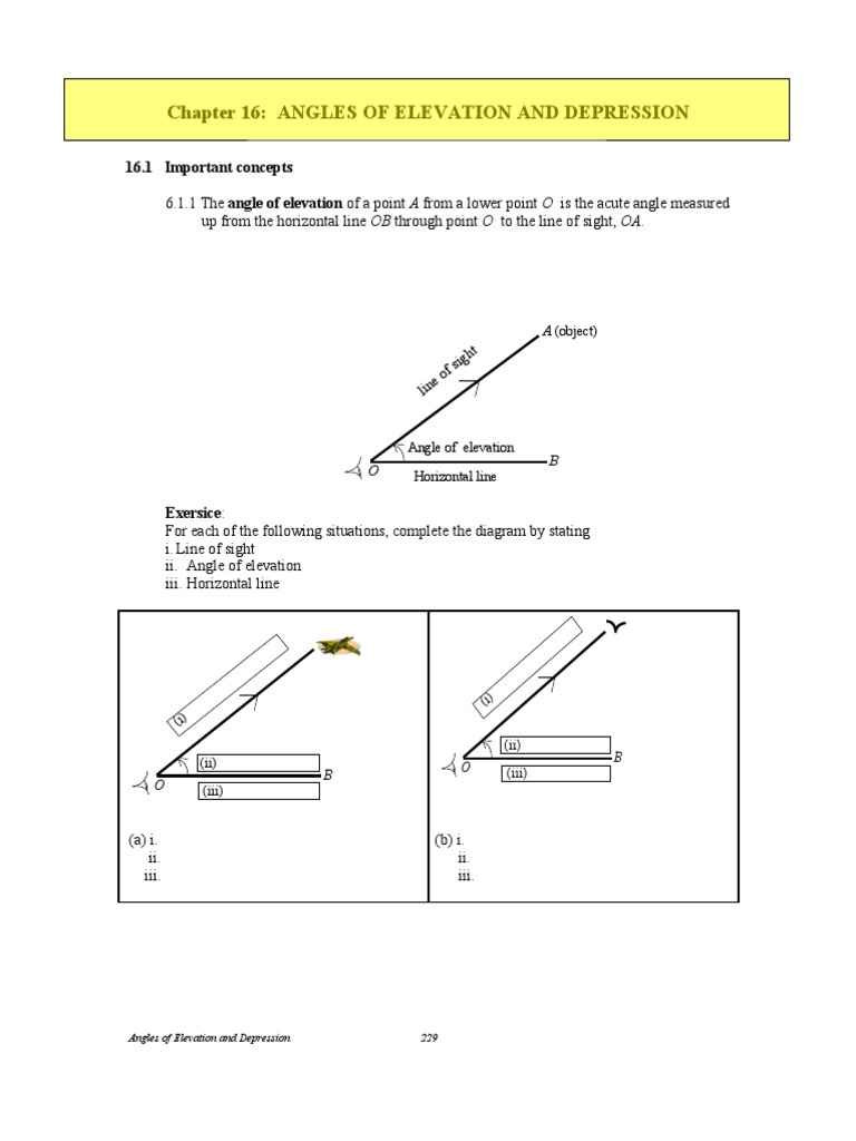 Chapter 16 I Angles of Elevation & Depressions ENHANCE | PDF | Space ...