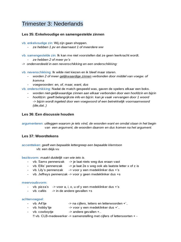 Samenvatting Nederlands - Google Documenten | PDF