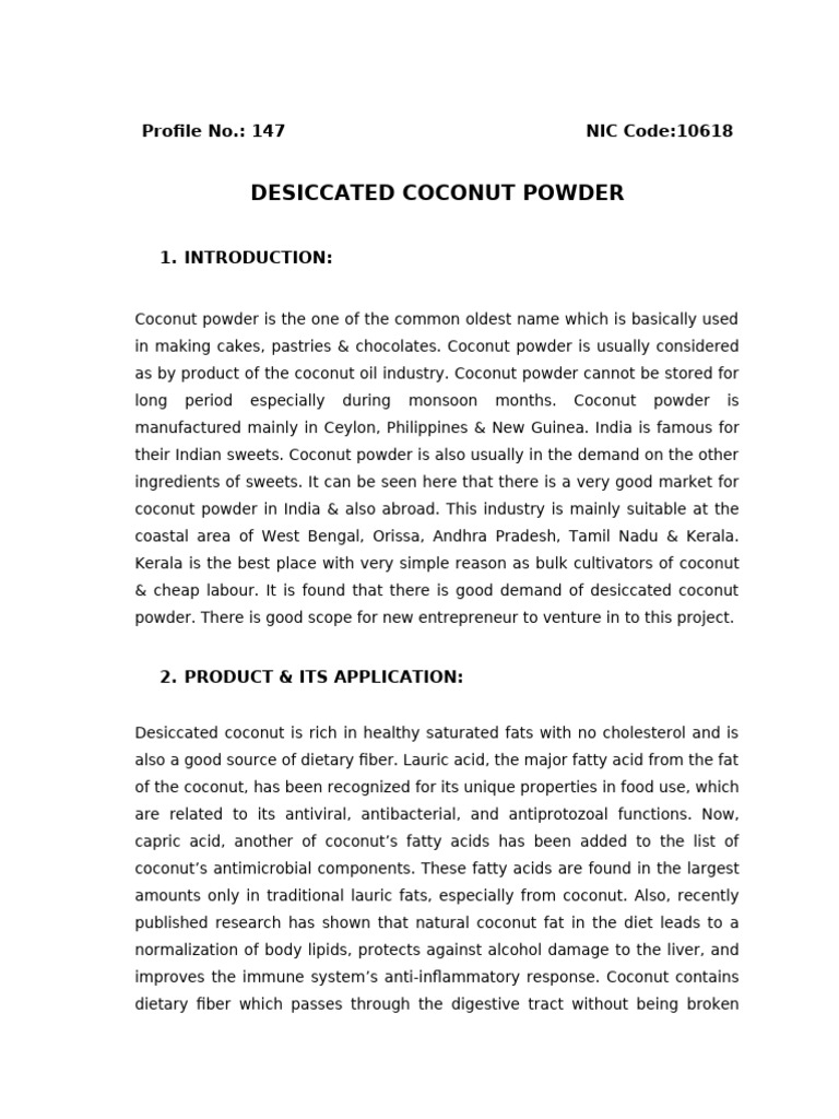 Desiccated Coconut Powder | PDF