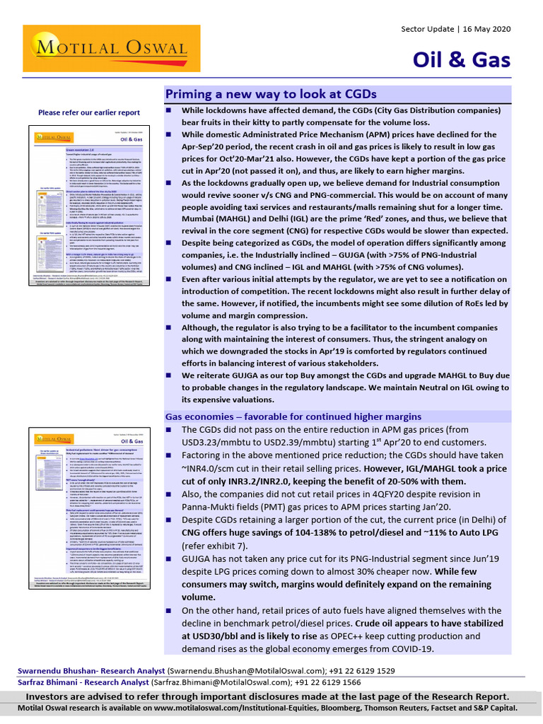 Oil & Gas: Priming A New Way To Look at Cgds | PDF