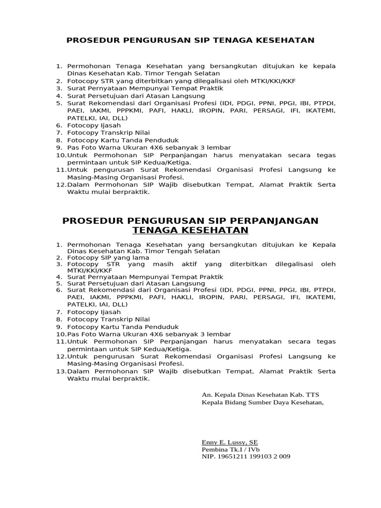 Prosedur Pengurusan Sip Tenaga Kesehatan | PDF