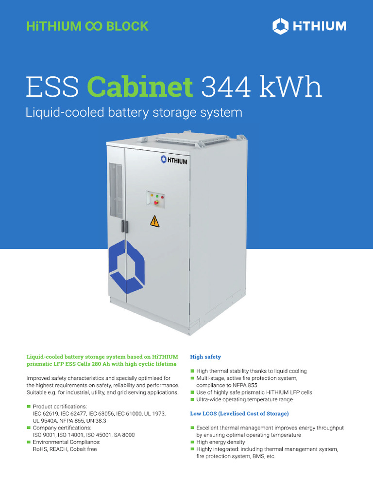 Hithium DS ESS Cabinet 344kWh Datasheet 20240517 V3.6 EU | PDF