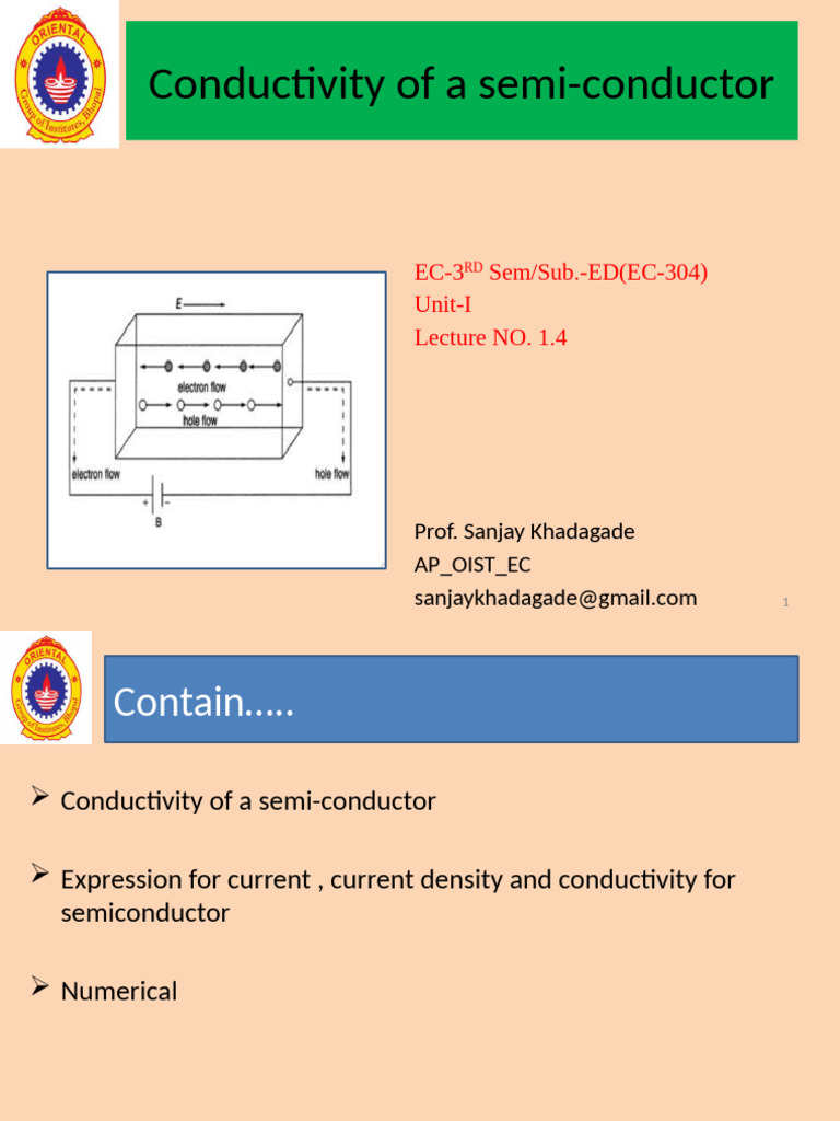 UNIT I 1.4 Conductivity of A Semiconductor | PDF