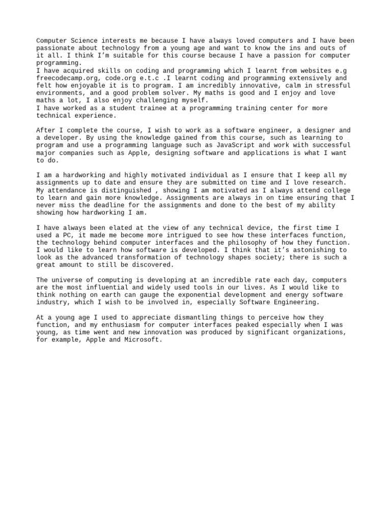 Motivation Letter | PDF | Software | Career & Growth