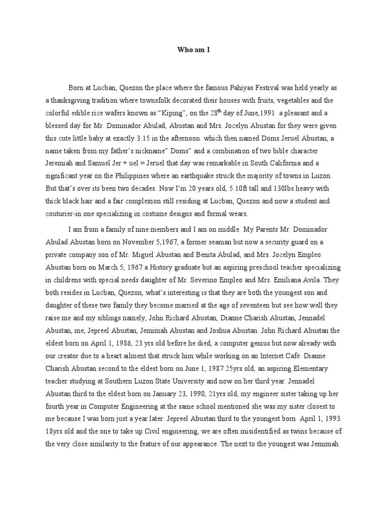 An Introspective Journey: A Biography of Doms Jeruel E. Abustan | PDF | Schools