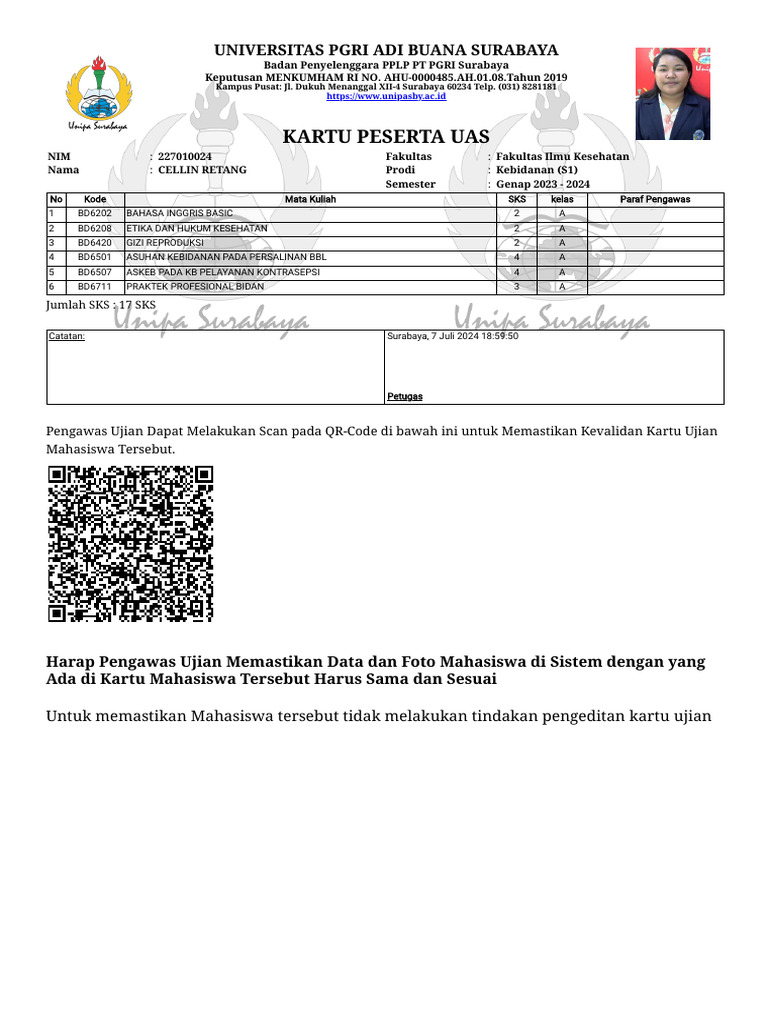 Kartu Peserta UAS | PDF