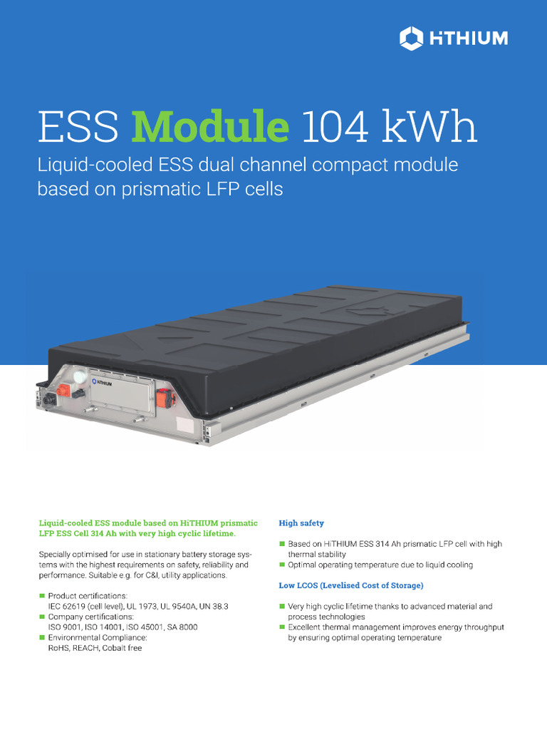 Hithium DS ESS Module 104kWh Datasheet 20240625 V3.9 EU | PDF