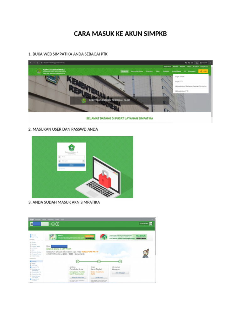 Cara Masuk Ke Akun Simpkb | PDF