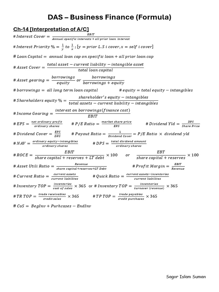 BF - Formulas | PDF