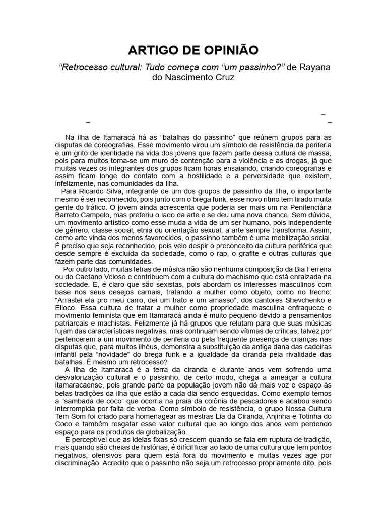 Atividade 1 - Artigo de Opinião | PDF