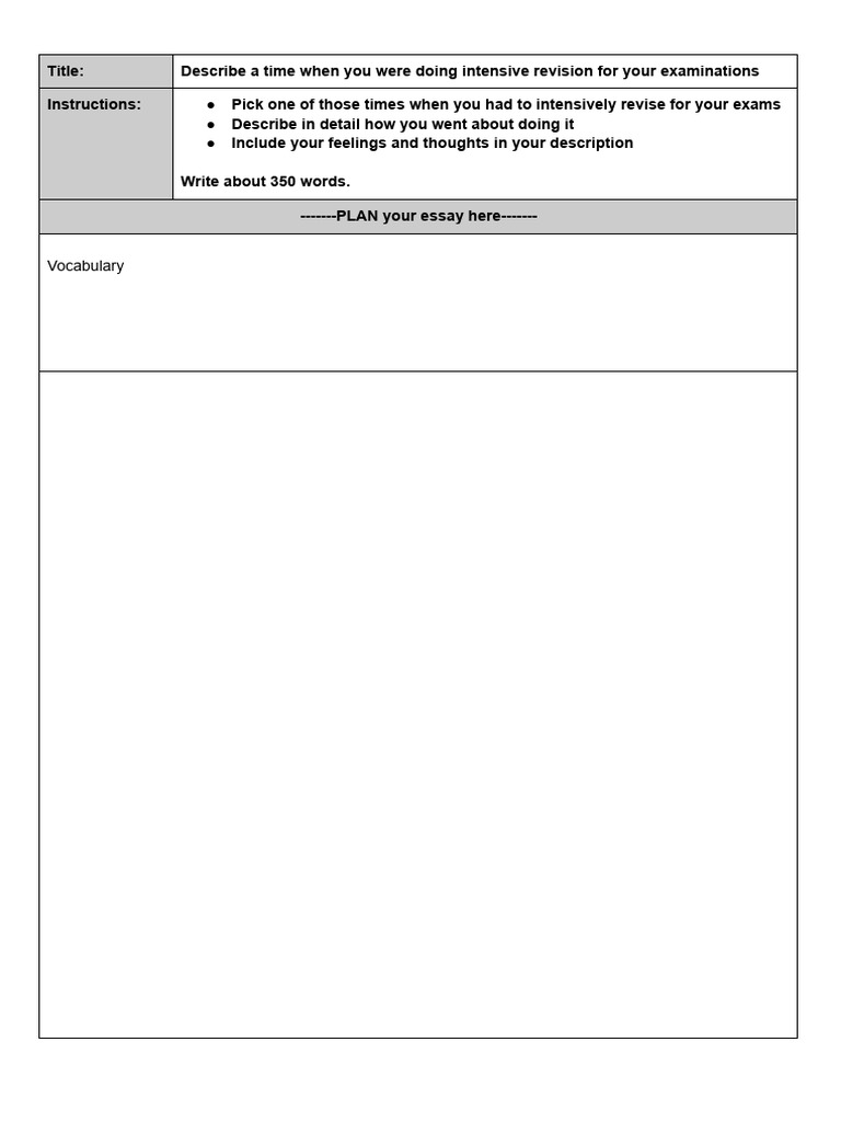 Essay Template - Intensive Revision | PDF