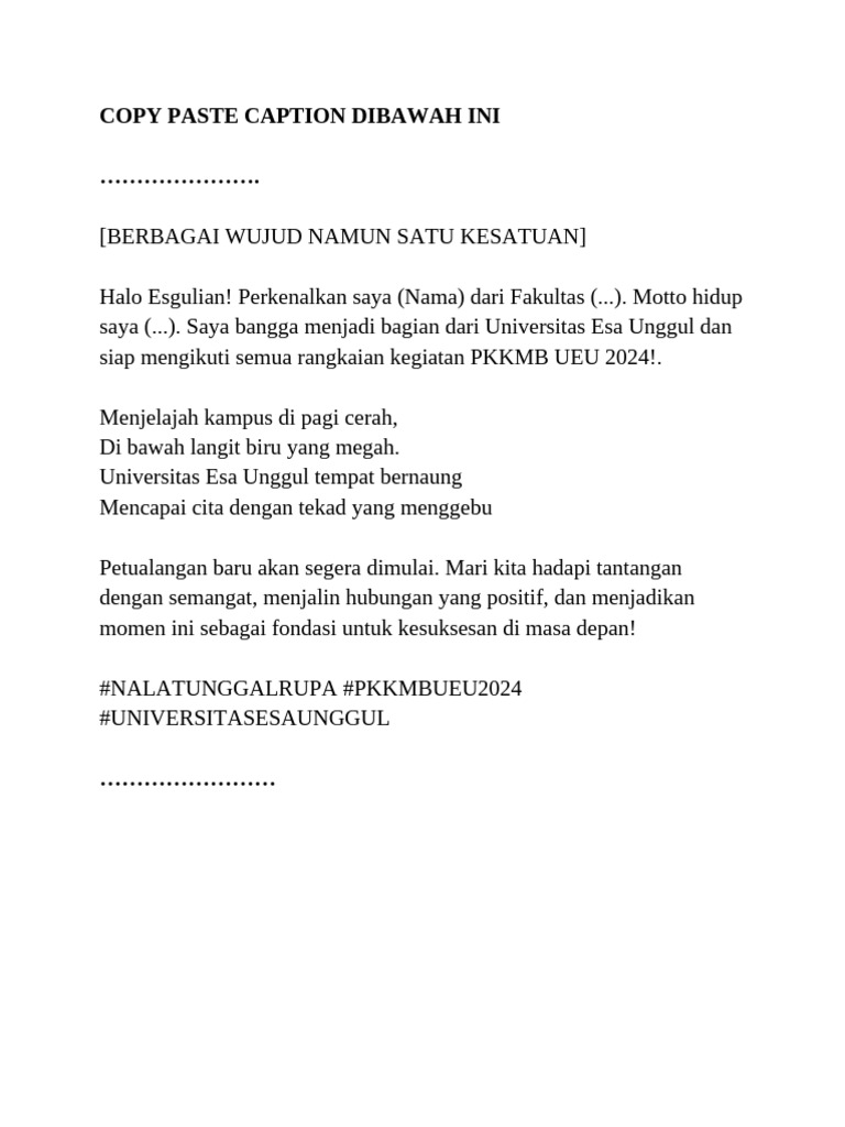 Caption Twibbon PKKMB Ueu 2024 | PDF