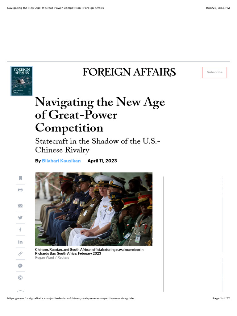 Navigating The New Age of Great-Power Competition - Foreign Affairs | PDF