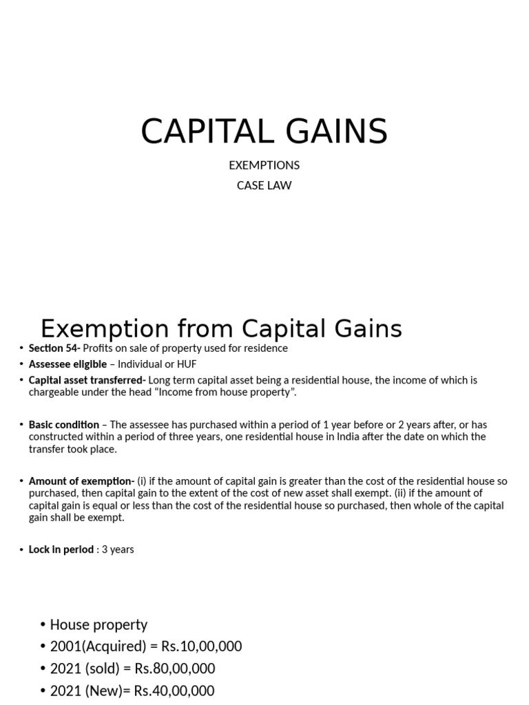 Capital Gains Exemptions and Case Law (New) | PDF