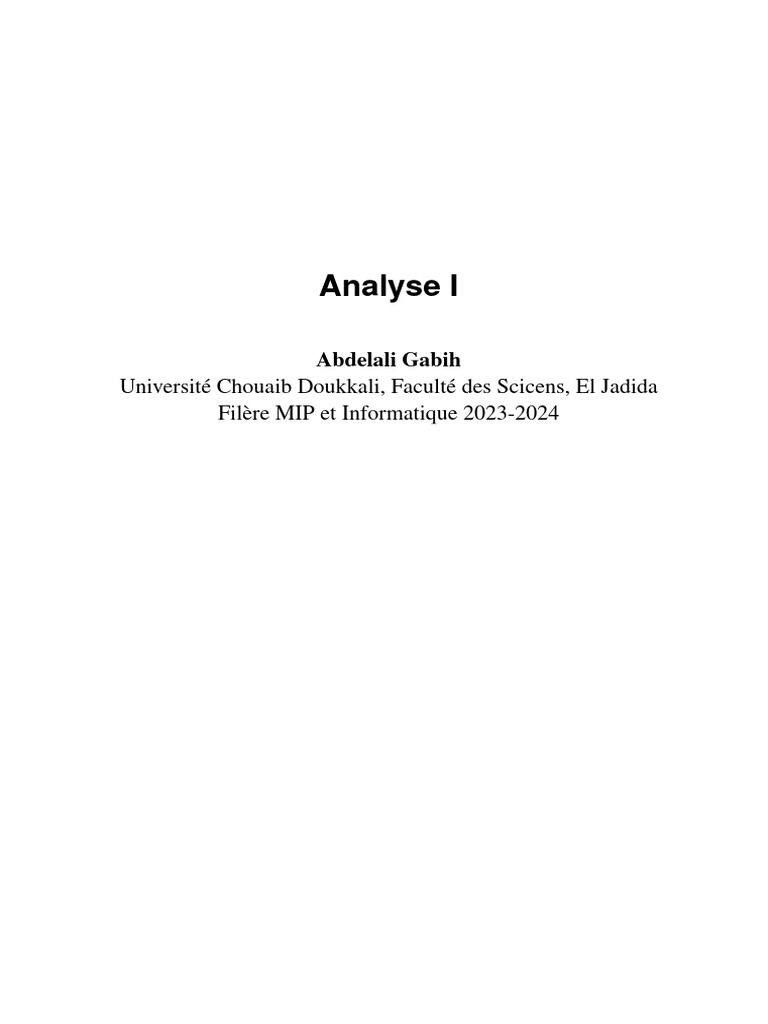 Polycopie Analyse1 MIP&Info | PDF
