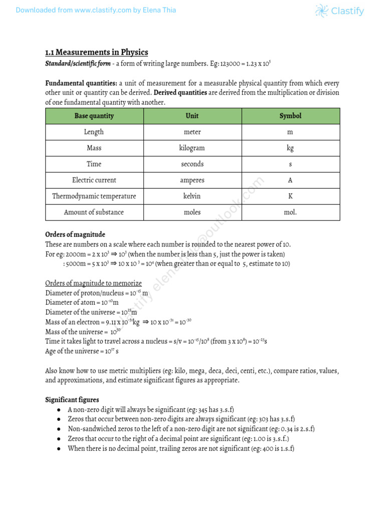Topic 1 - Measurements and Uncertainties | PDF