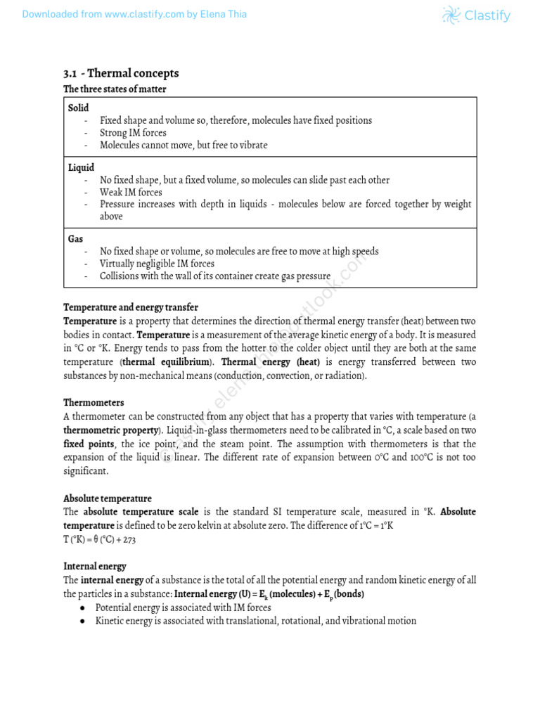 Topic 3 - Thermal Physics | PDF