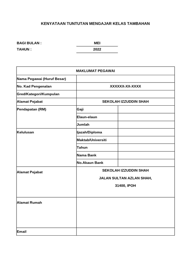 Contoh Claim Jadual | PDF