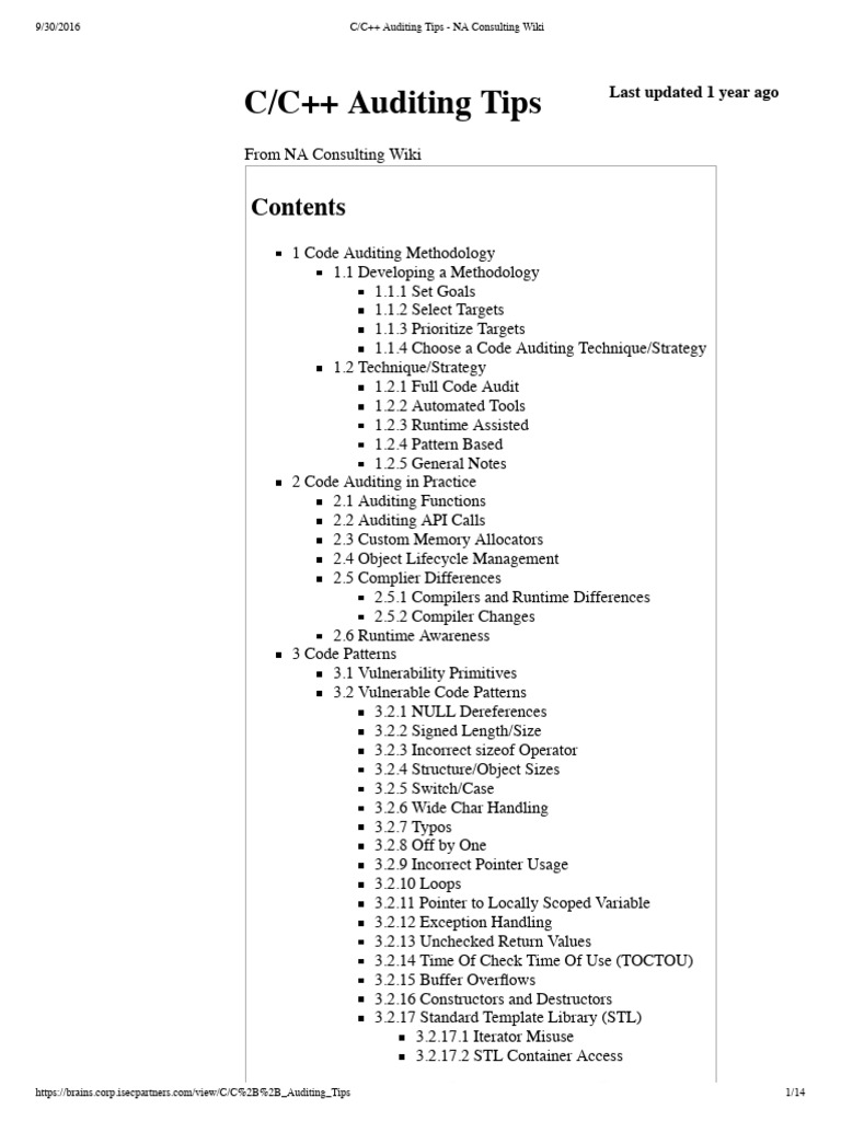 C - C++ Auditing Tips - NA Consulting Wiki | PDF | Pointer (Computer Programming) | C ...