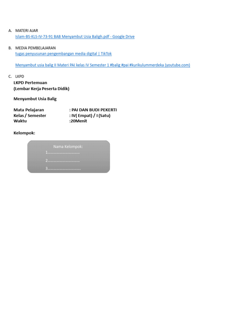 Materi Ajar, LKPD, Media Pembelajaran, Instrumen Penilaian | PDF