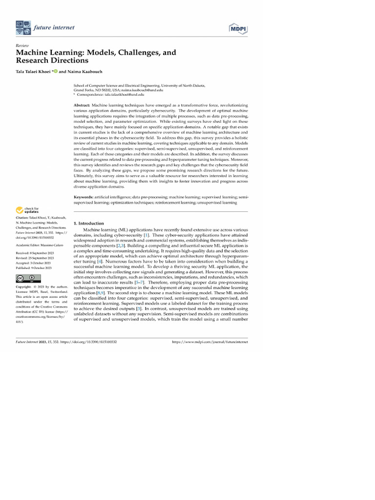 Machine Learning Models Challenges and Research Directions | PDF