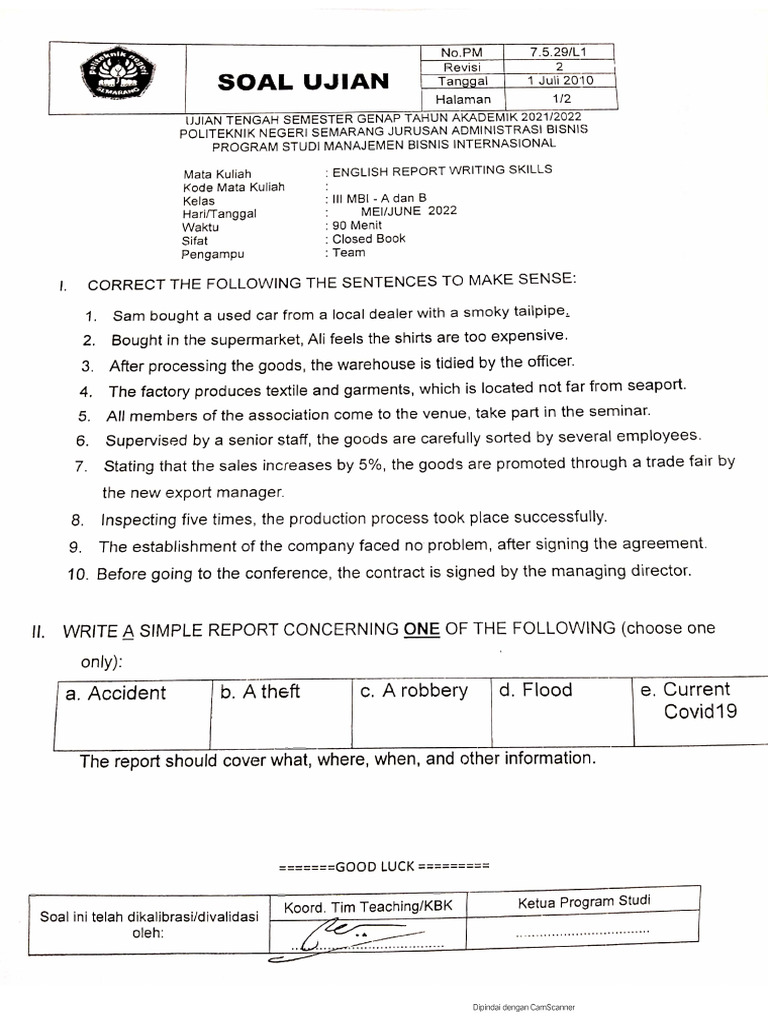 UTS - English Report Writing Skills | PDF