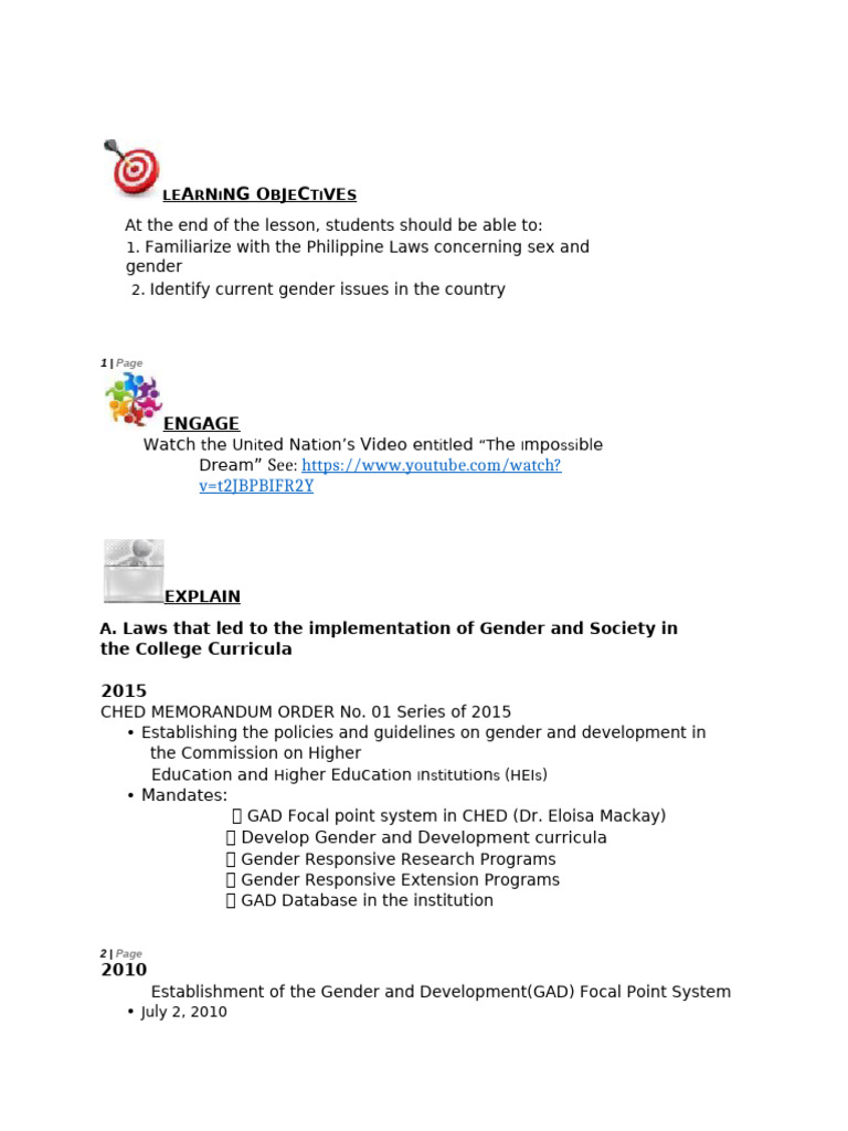 MODULE 1 Legal Basis For The Study of Gender and Society | PDF