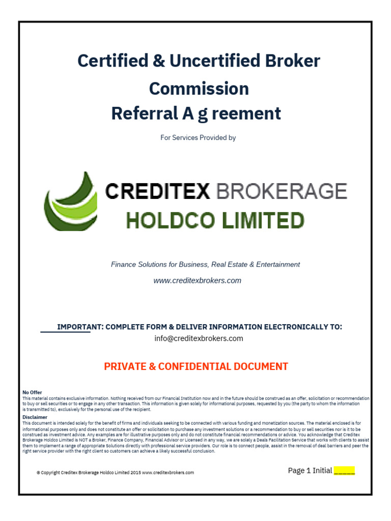 CBH Broker Referral Agreement | PDF | Arbitration | Business