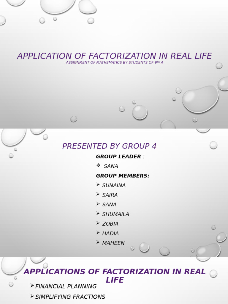 Application of Factorization in Real Life | PDF