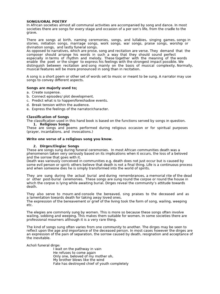 Form 2 English Songs | PDF | Songs | Language Arts & Discipline