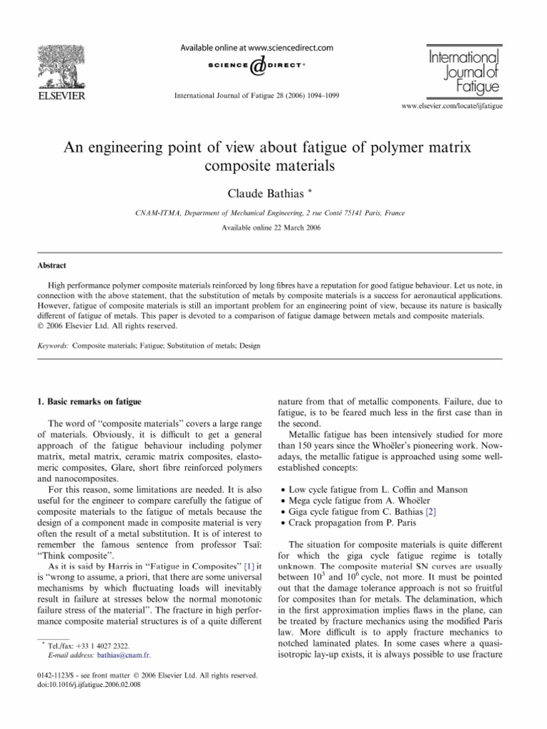 An Engineering Point of Viwe About Fatigue of Polymer Matrix Composite ...