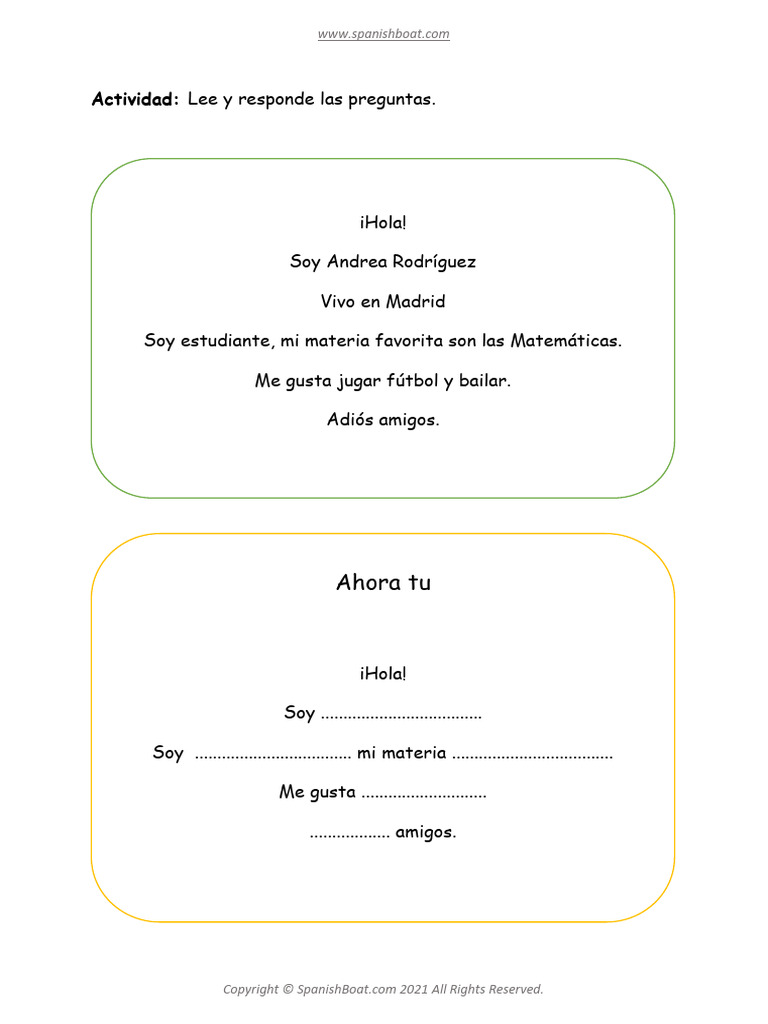 Spanish Introduction Classroom | PDF